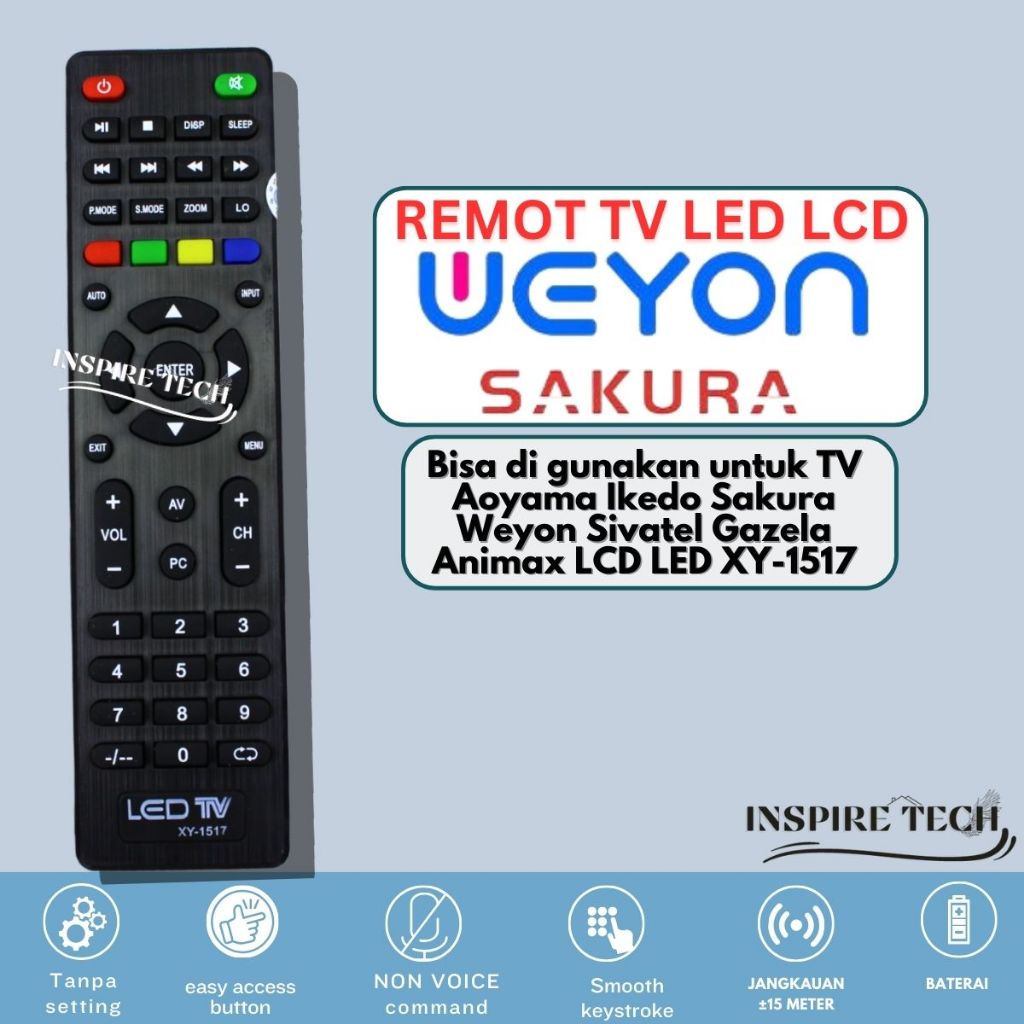 Jual Remot Remote TV Sakura Weyon Aoyama Ikedo Sivatel Gazela Animax ...