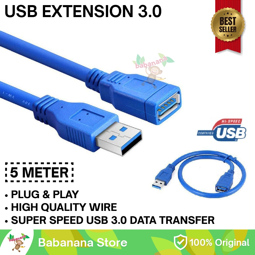 Jual Kabel USB 3.0 Extension 5 Meter Perpanjangan Extender Cable 5M ...