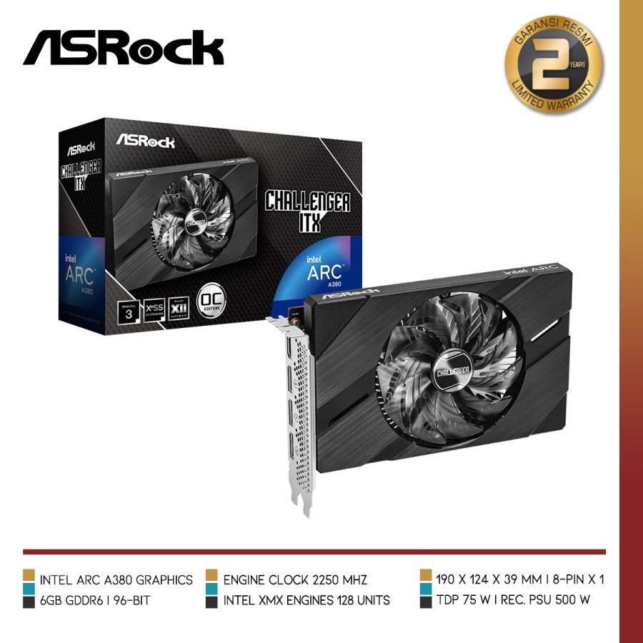 Jual VGA Card ASROCK Intel Arc A380 Challenger ITX 6GB OC GDDR6 ...