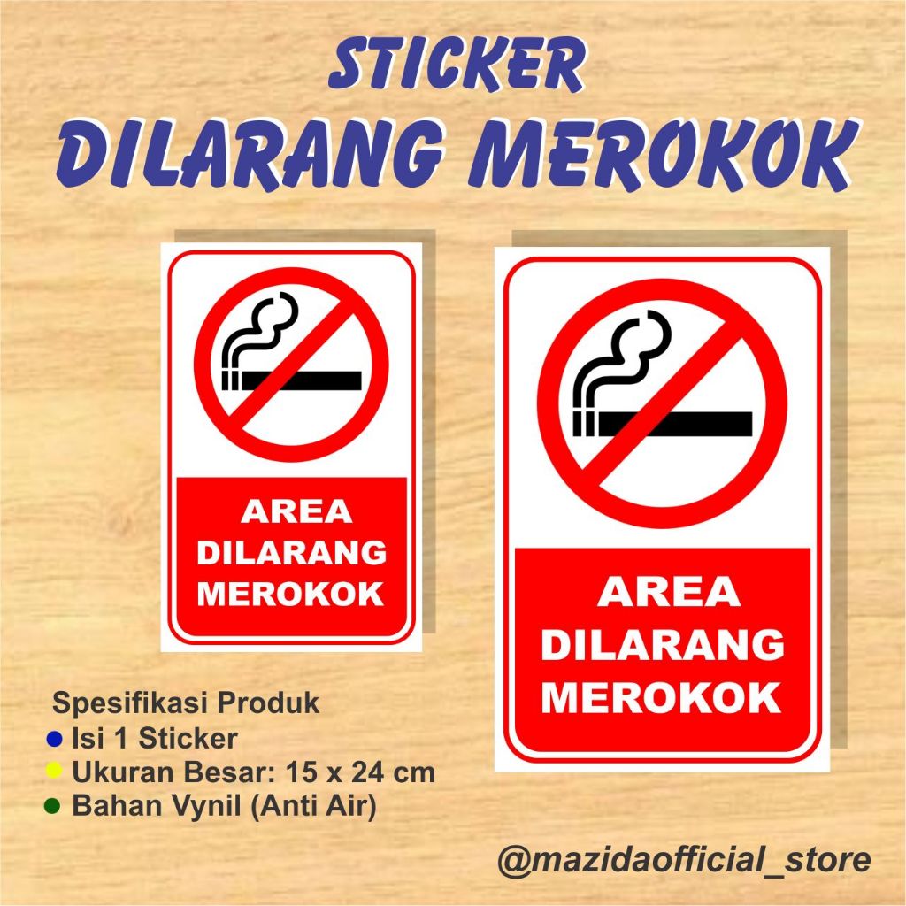 Jual Sticker Area Dilarang Merokok Posisi Vertikal No Smoking Type ...