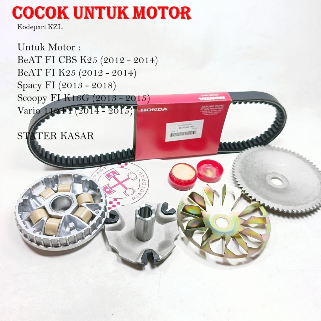 Jual PAKET RUMAH ROLLER ASSY + KIPAS ROLLER + SET VANBELT KZL BEAT FI , SCOOPY FI , SPACY FI ...