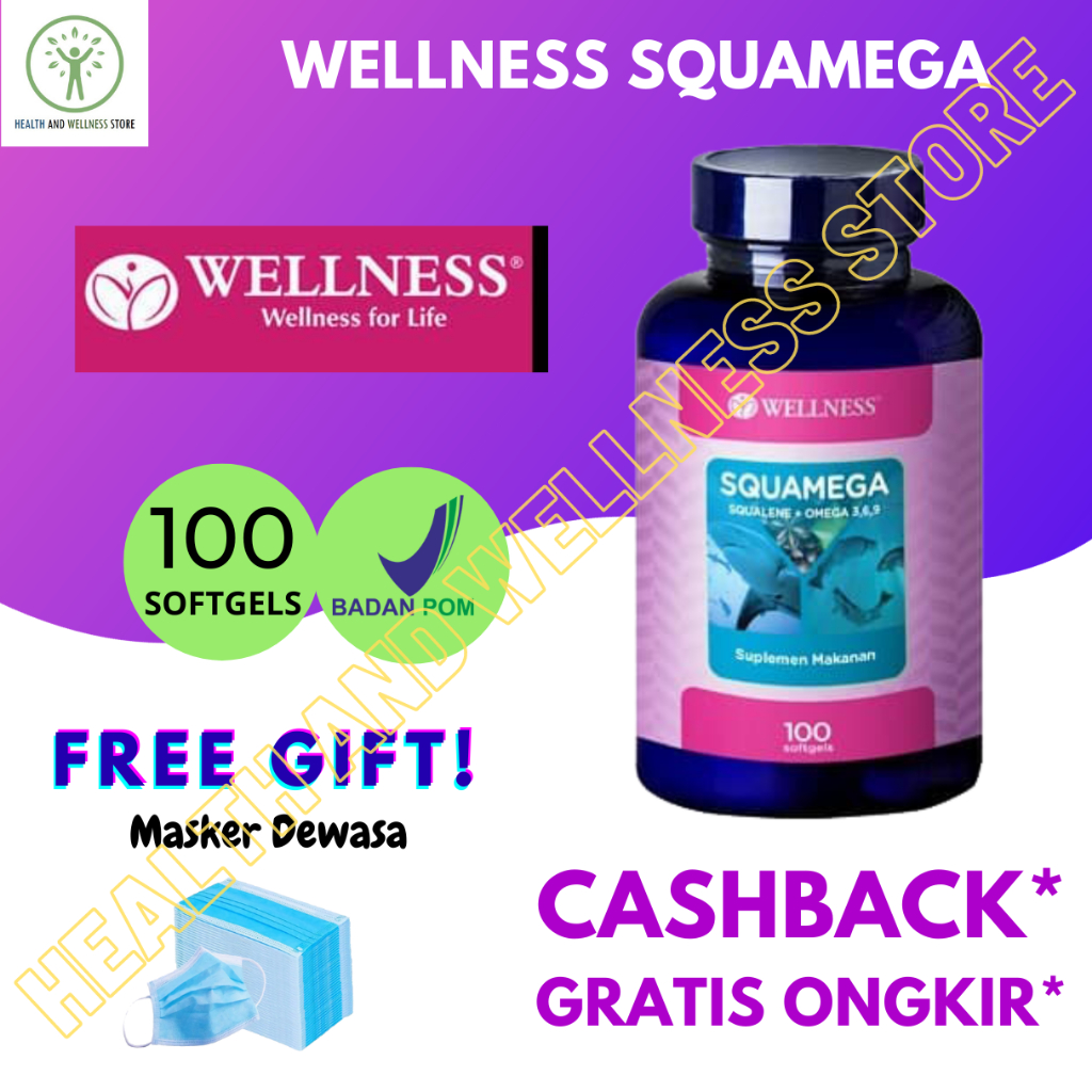 Jual WELLNESS SQUAMEGA 100 SOFTGELS SQUALENE OMEGA 3 6 9 VITAMIN E ...