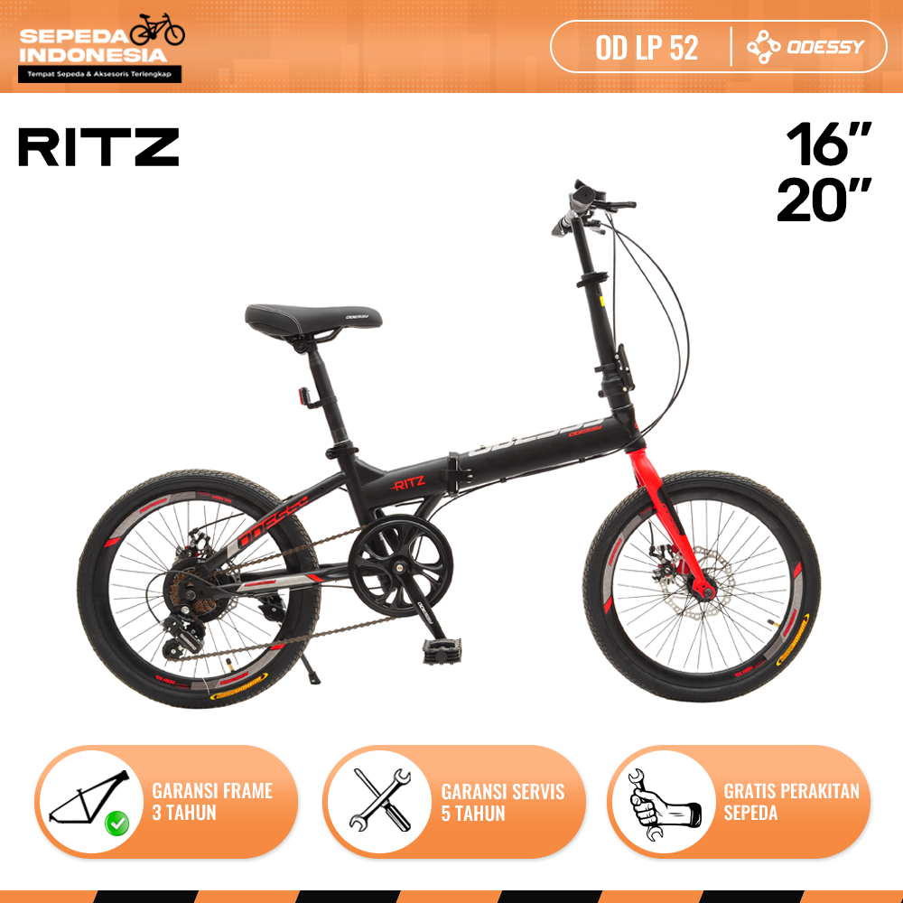 Jual Sepeda Lipat Odessy 52 Ritz Folding Bike 7 Speed Murah Tidak ...