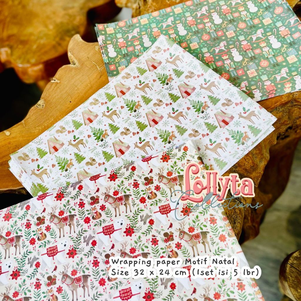 Jual Wrapping paper Flower / pembungkus roti tema Natal / christmas isi ...