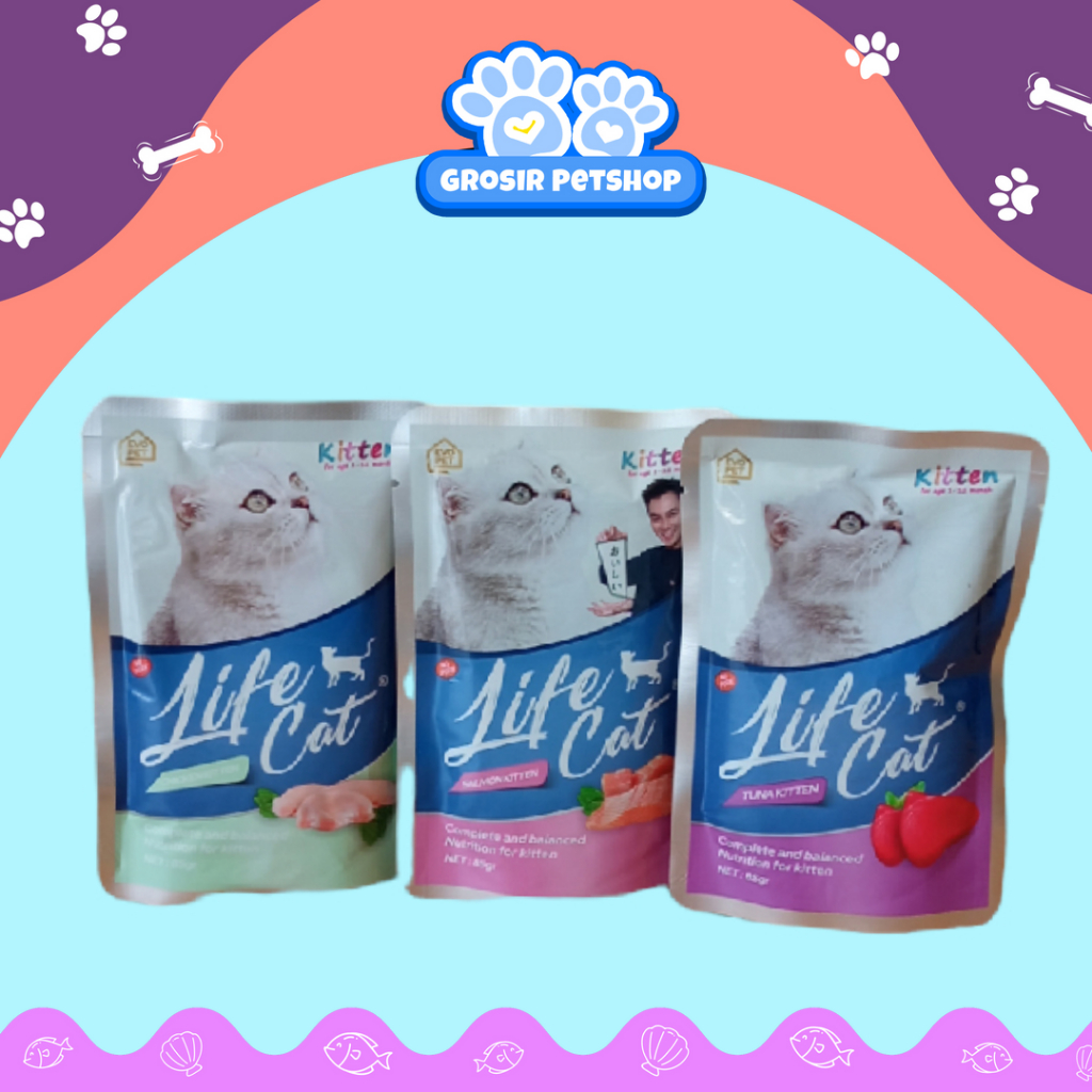 Jual MAKANAN KUCING ADULT & KITTEN - LIFE CAT 85GR POUCH - CAT FOOD ...