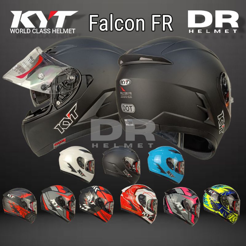 Jual HELM KYT FALCON FR FLAT VISOR DOUBLE VISOR ORIGINAL | Shopee Indonesia