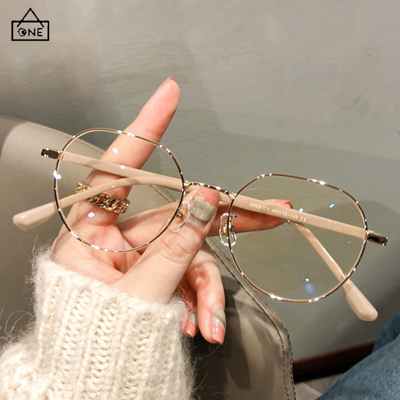 Jual COD ️Kacamata Anti Radiasi Blue Light Bulat Ova Gaya Korea Behan Metal Wanita Dan Pria ...