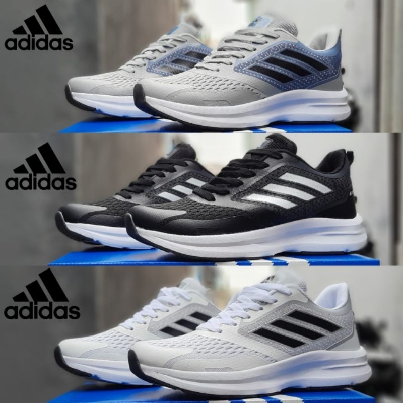 Jual SEPATU RUNING PRIA OLAHRAGA LARI ADS BLACK WHITE RUNNING COWOK ...