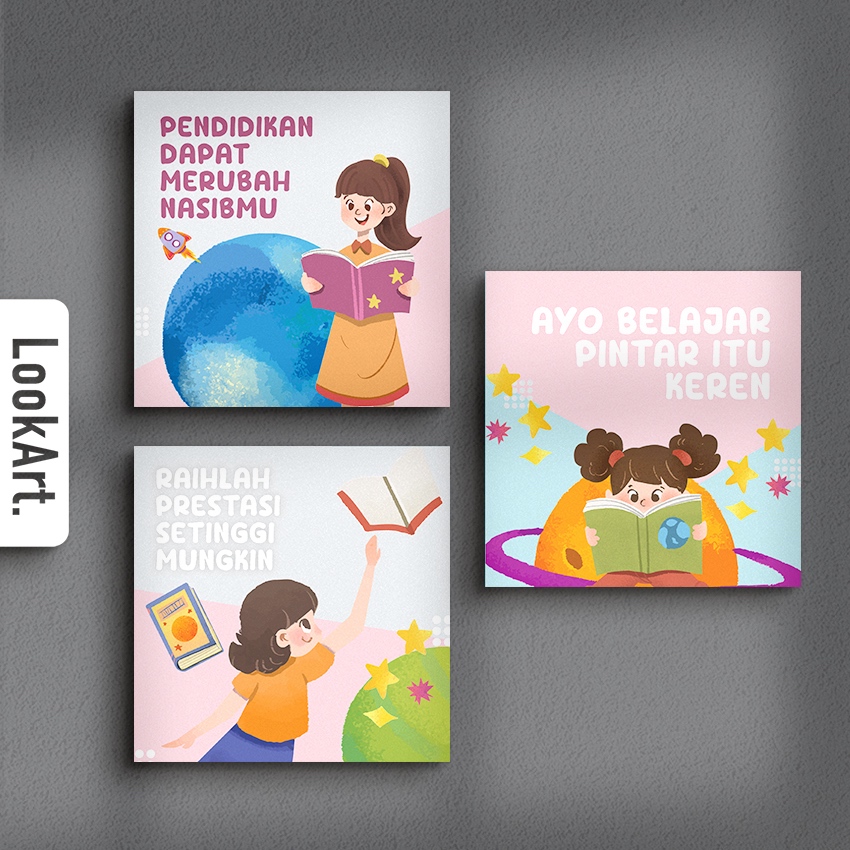 Jual SEPAKET (ISI 3)HIASAN DINDING SLOGAN PENDIDIKAN SEKOLAH KELAS ANAK ...