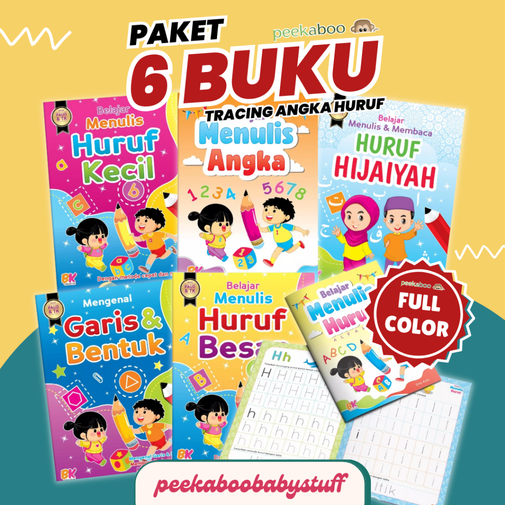 Jual PAKET 6 BUKU TRACING LATIHAN MENULIS & MENGENAL ANGKA HURUF ALFABET HURUF HIJAIYAH GARIS ...