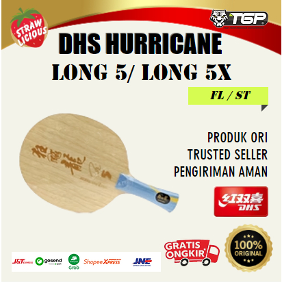 Jual Bat/Bet Blade Kayu Tenis Meja Pingpong DHS Hurricane Long 5 / Long 5X Ori Impor Murah ...