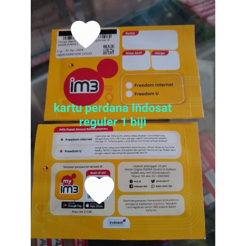 Jual Kartu Perdana Indosat Reguler 3GB 30Hari Nasional || SP Indosat ...