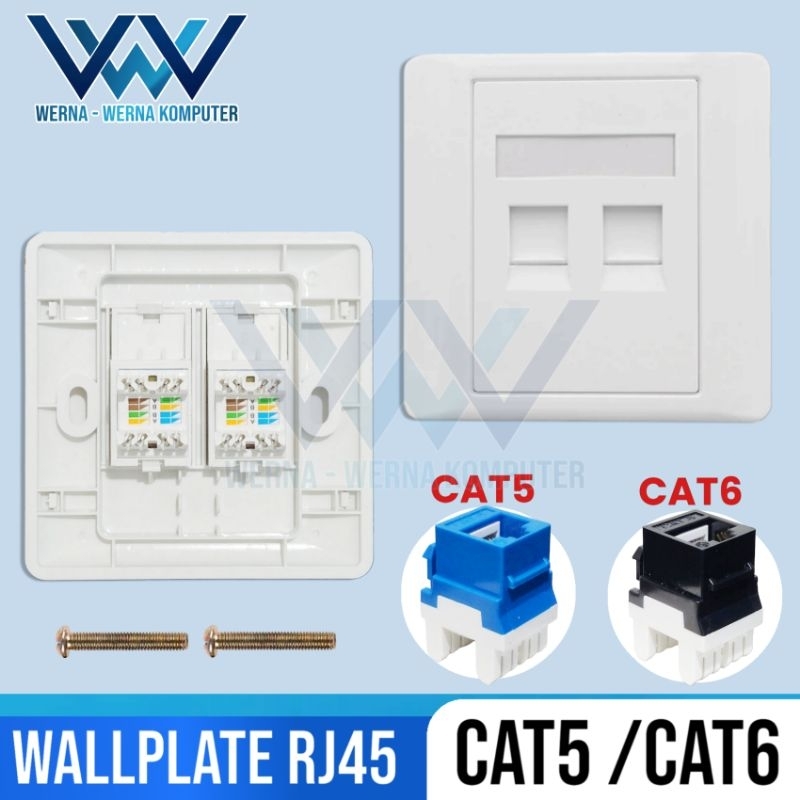 Jual FACE PLATE LAN RJ45 Wall Plate 2 port + Modular CAT5 / CAT6 ...