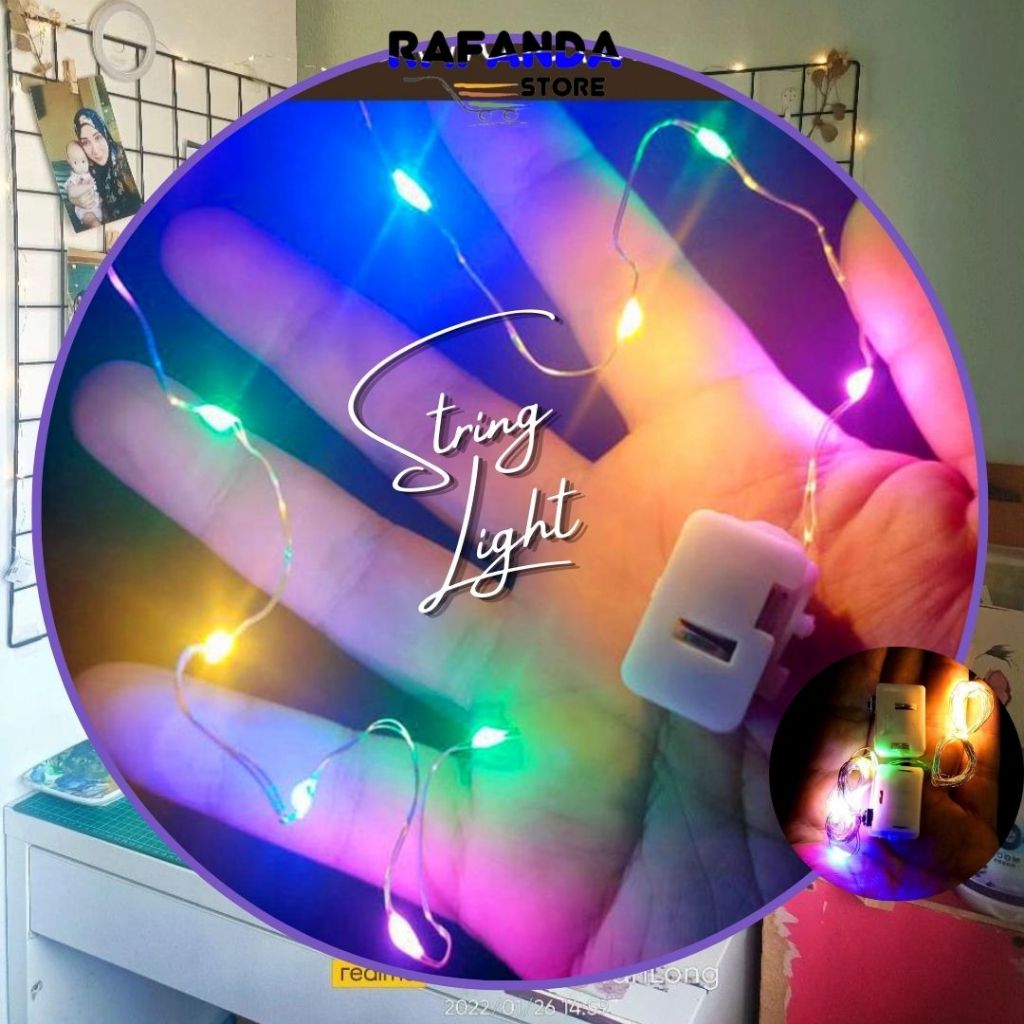 Jual String light 1M/2M/3M/5M lampu Led kawat baterai dekorasi ruangan ...