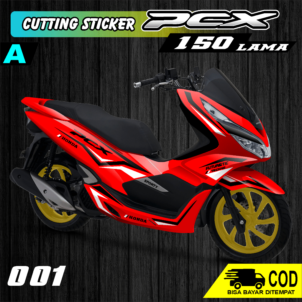Jual STRIPING PCX 150 CUTTING STIKER - STIKER PCX 150 HITAM MERAH PUTIH ...
