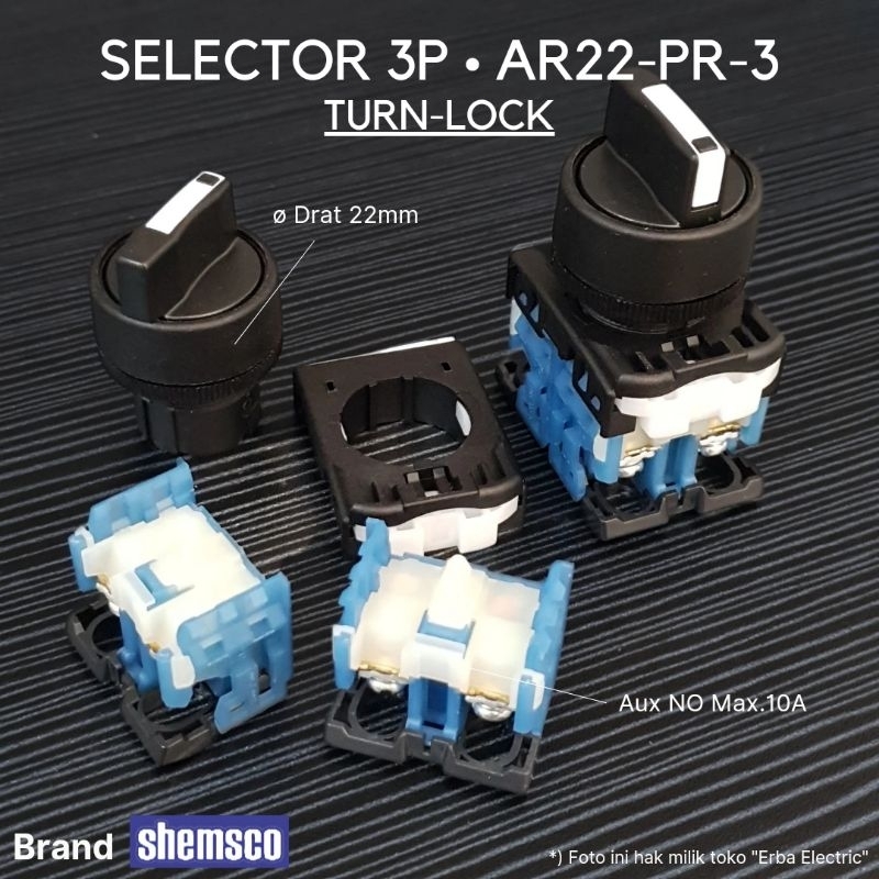 Jual 22mm Selector Switch 3 Posisi Shemsco SC-AR22-PR3 Saklar ON-OFF 3P Maintained Serupa Fuji ...