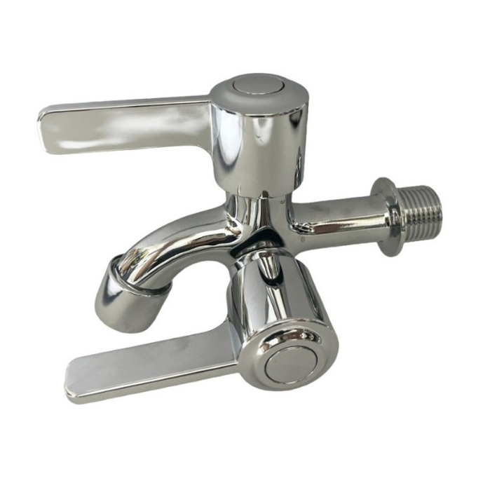 Jual Kran Cabang Engkol RT minimalis- Keran Shower doub;e dpbel 2 Two Way Faucet Chrome ...