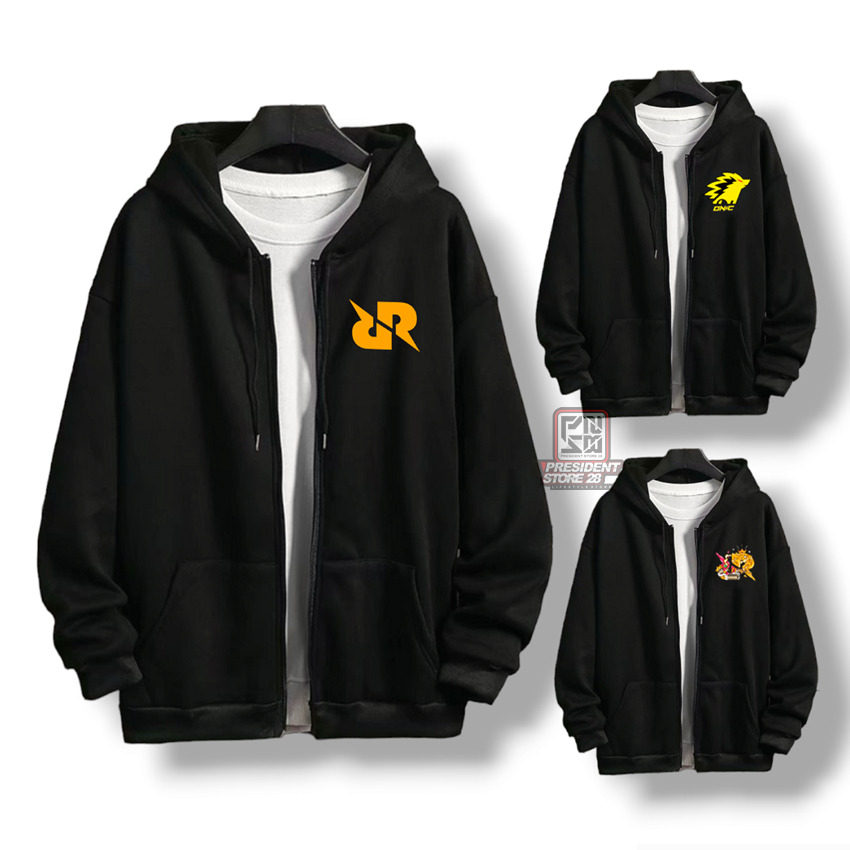 Jual JAKET SWEATER RRQ - Hoodie Zipper Hitam Pria Logo rrq Premium ...
