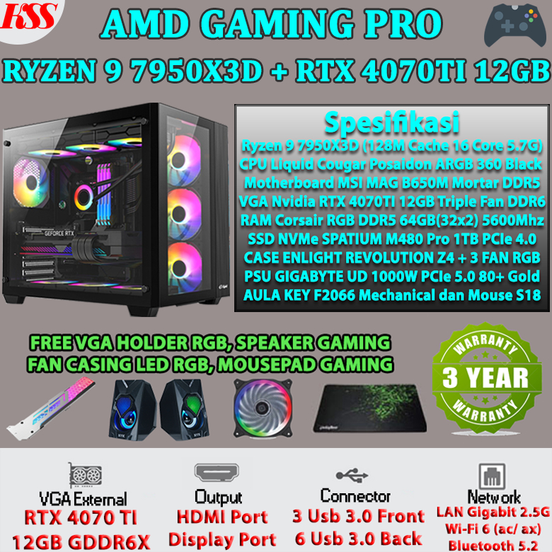 Jual [NEW] PC Komputer Ryzen 9 7950X 3D + RTX 4070 TI 12GB Gaming and ...