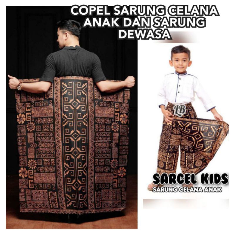 Jual Couple sarung dewasa dan sarcel anak bahan katun motif ethnik ...