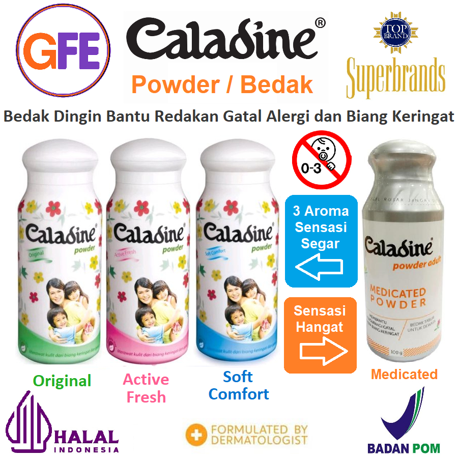 Jual Caladine Bedak Powder Original Soft Comfort Active Fresh Medicated ...