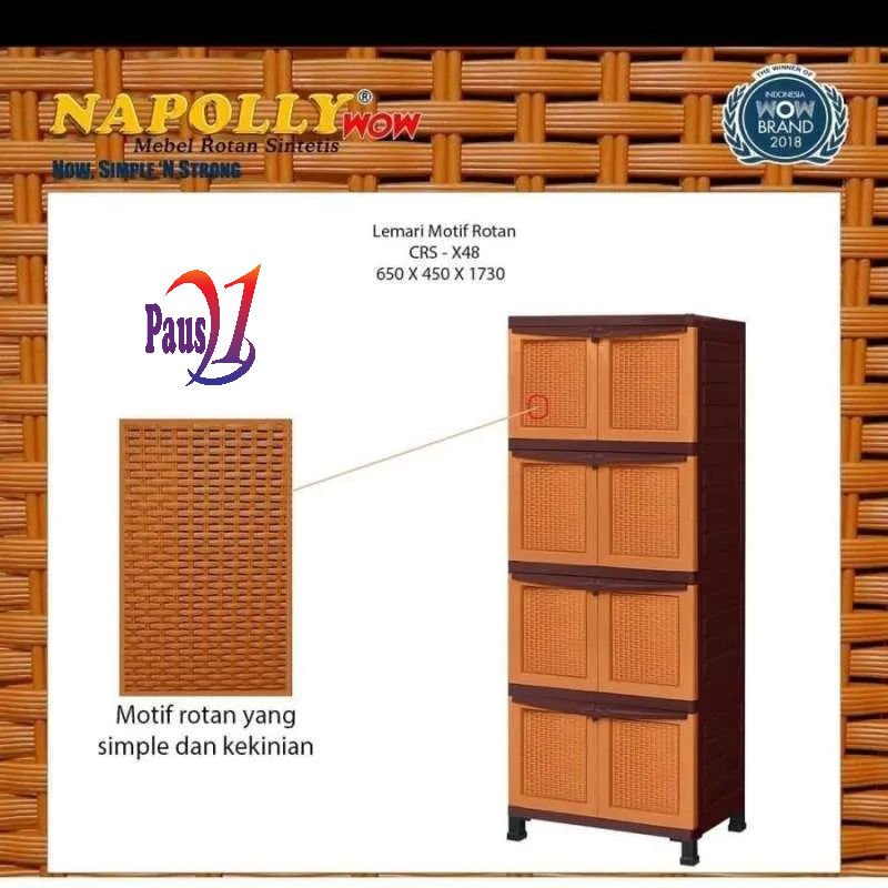 Jual Napolly CRS X48 | Lemari Plastik Napolly 4 Susun Motif Rotan ...