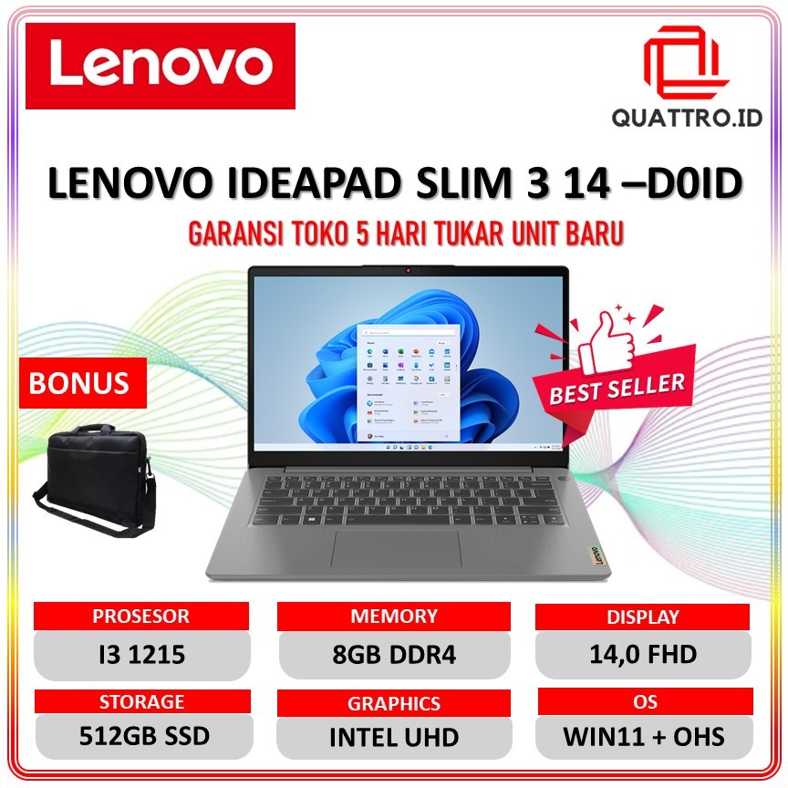 Jual LENOVO IDEAPAD SLIM 3 14 Intel Core i3-1215 8gb 512 SSD Win11+OHS ...