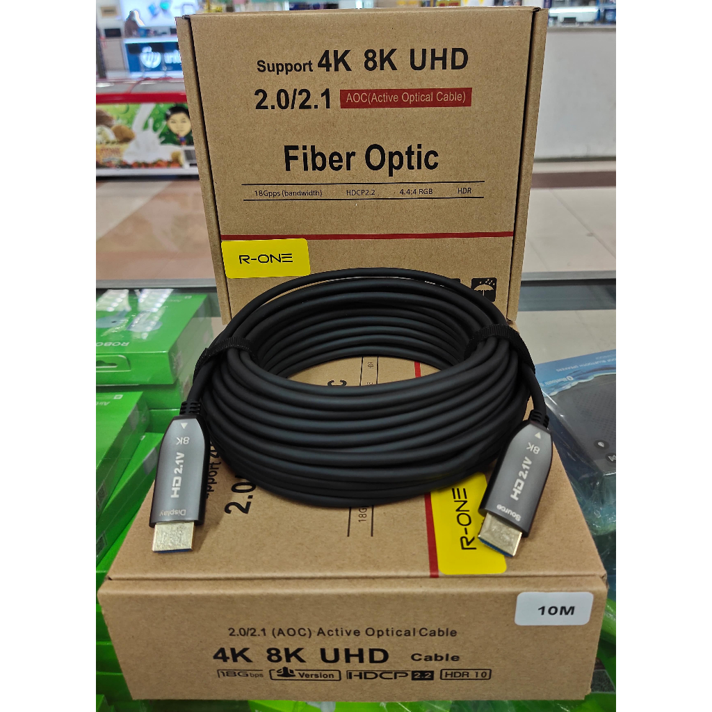 Jual HDMI Kabel Fiber Optic Display HD 2.1V 8K Panjang 10 Meter R-One ...