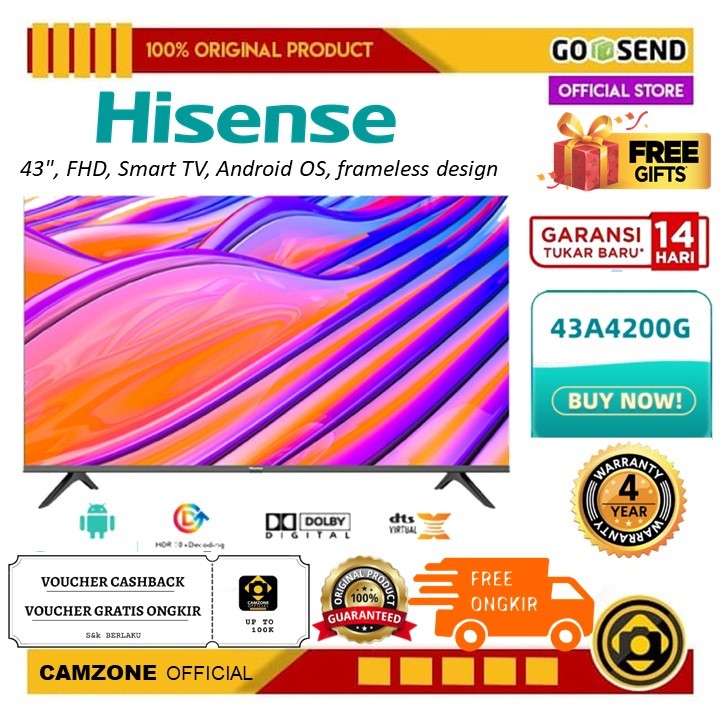 Jual Hisense 43 inch Android11 Bezelless Design Voice Control TV ...