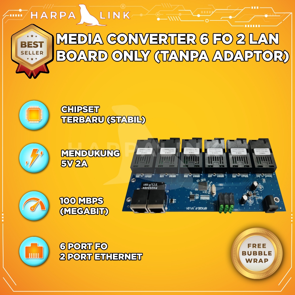Jual Media Converter 6 FO 2 LAN 6 SC 2 RJ45 10/100 Mbps PCB Board Only ...