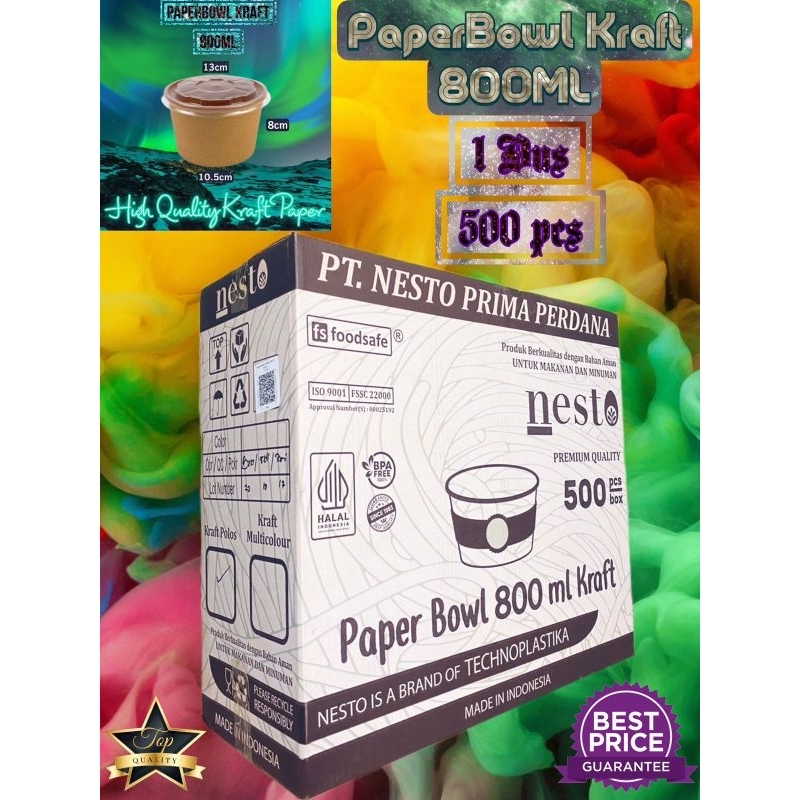 Jual ISI 500 PCS PAPERBOWL KRAFT POLOS UKURAN 800ML / PAPERBOWL POLOS ...