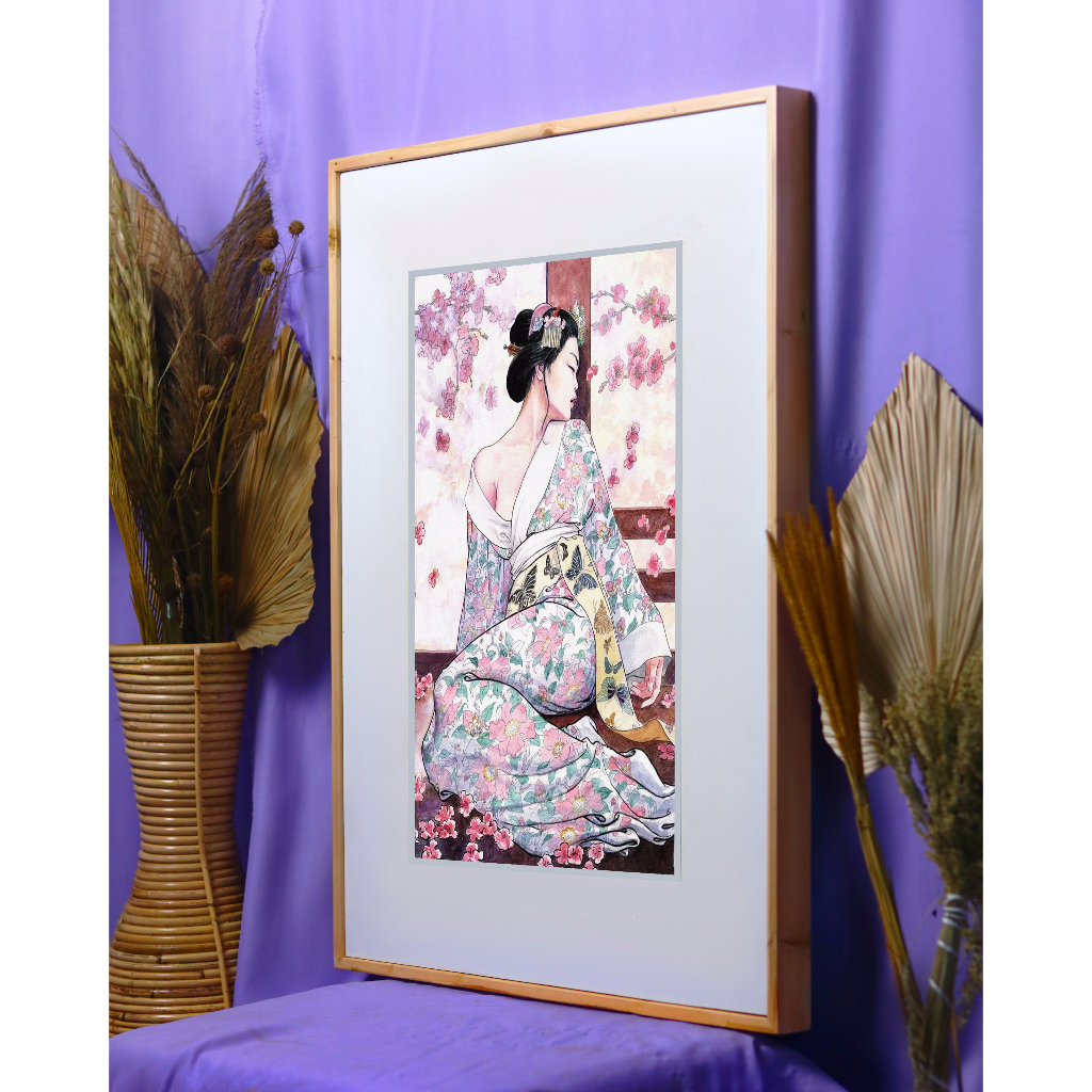 Jual Poster Blok + Frame Aesthetic Budaya Wanita Jepang Cetak 70x50cm ...
