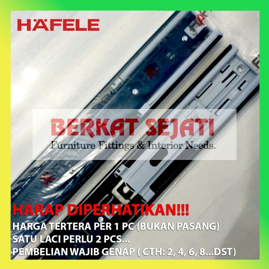 Jual HAFELE 55 cm Rel Laci Double Track Ball Bearing Slide SOFT CLOSE ...