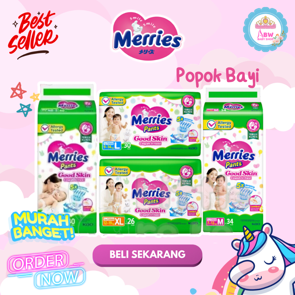 Jual POPOK MERRIES GOOD SKIN PANTS JUMBO PACK / BABY DIAPERS | ABW BABY ...