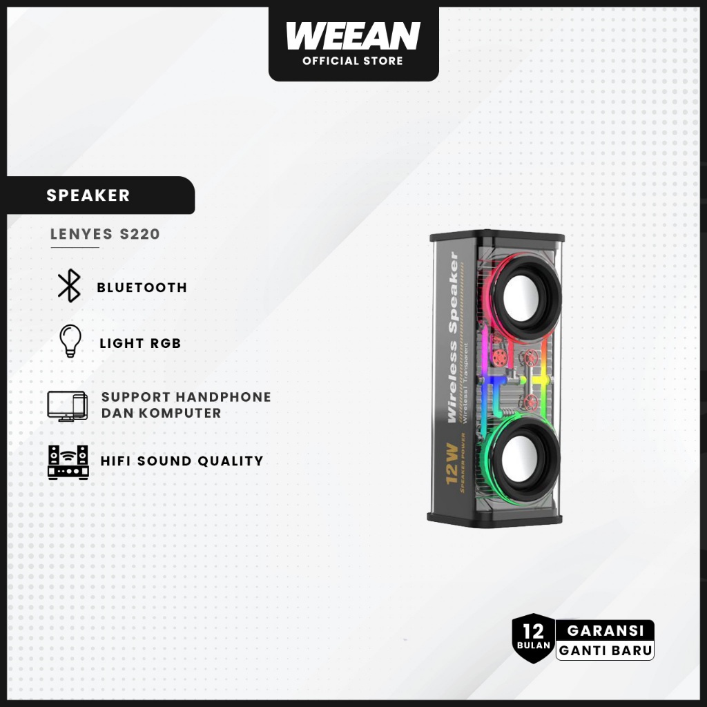 Jual WEEAN LENYES S220 12W Mini Transparan Wireless Speaker Bluetooth 5 ...