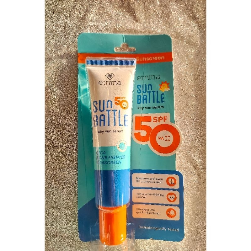 Jual Emina Sun Battle Airy Sun Serum SPF 50++++ CICA ACNE FIGHTER ...