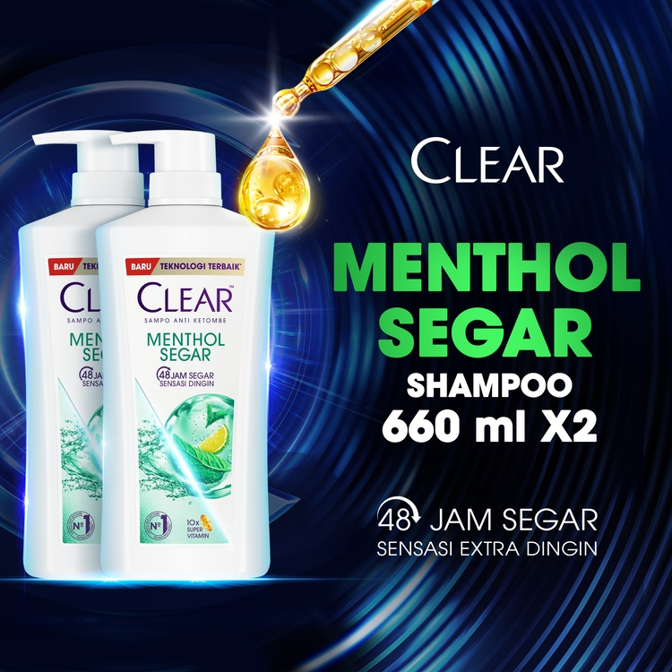 Jual CLEAR Shampoo Anti Ketombe Menthol Segar, 48 Jam Segar Sensasi ...