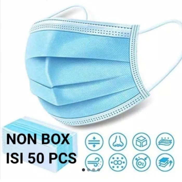 Jual Masker Disposable 3 Layer Mask NO BOX isi 50 pcs | Shopee Indonesia