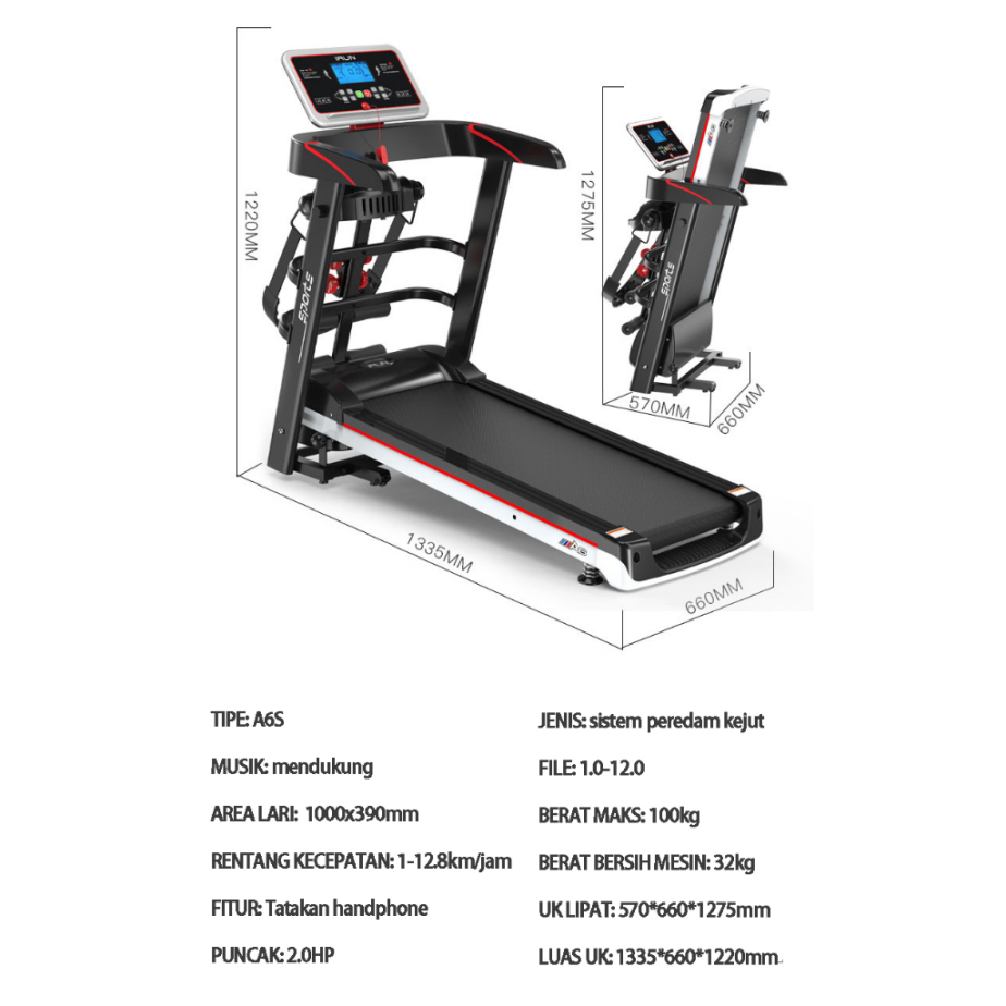 Jual Ready Stock Alat Olahraga Treadmill Alat Fitness Treadmill SP126 ...
