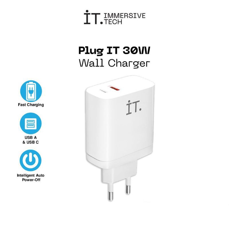 Jual iT Plug IT 30W Wall Charger 30W Dual Port USB-A USB-C | Shopee ...