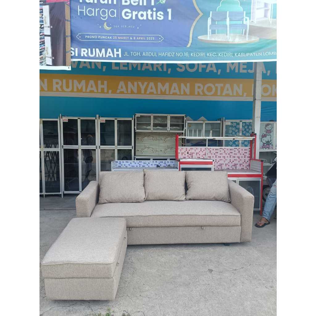 Jual Sofa 3 Seater Puff Strorage Kain Rivoli Premium Busa Bagus Empuk ...