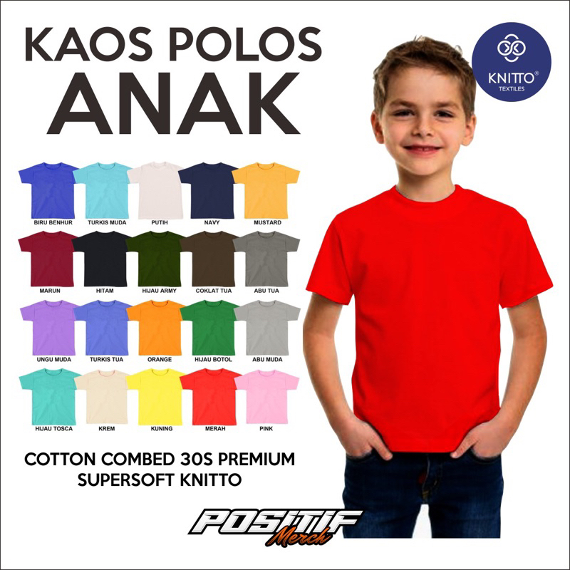 Jual POSITIF MERCH | KAOS ANAK POLOS BASIC COTTON COMBED 30S 1-10 TAHUN ...