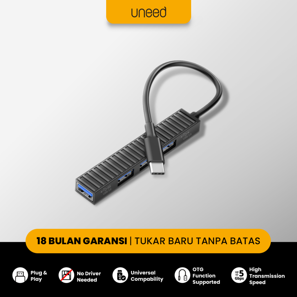 Jual UNEED USB Hub Type C to 4 Port USB A 3.0 High Speed 5Gbps - UUH105 | Shopee Indonesia