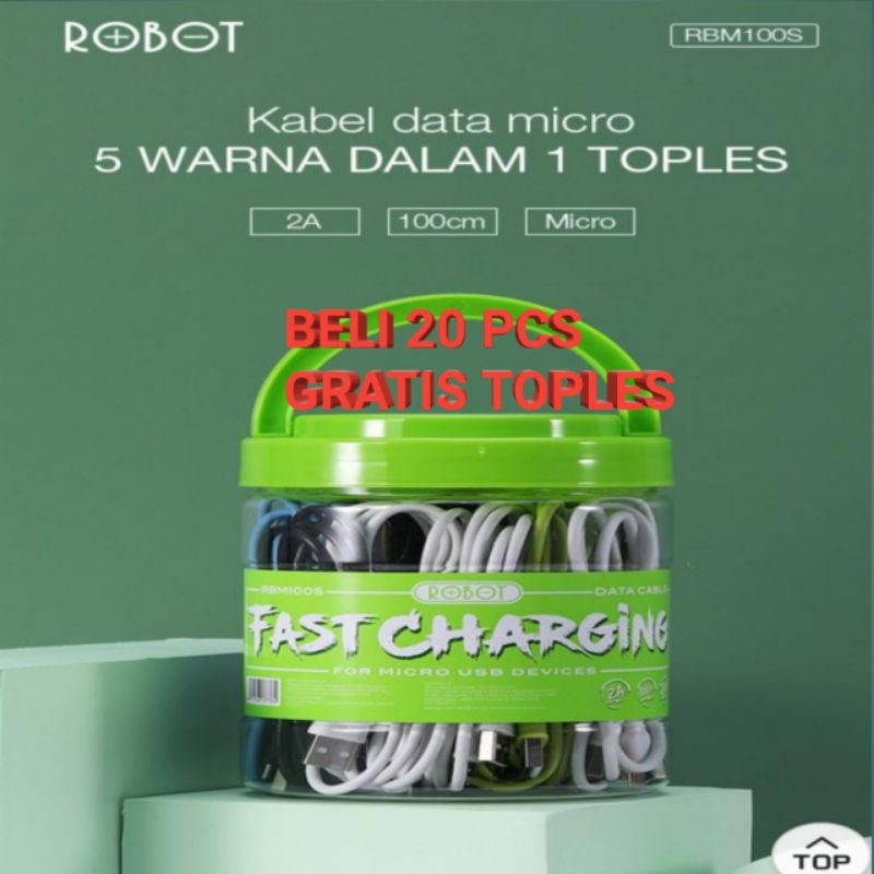 Jual SATUAN KABEL DATA MICRO ROBOT RBM 100S KABEL DATA USB 100 CM 2A ORIGINAL 100% (BELI 20PCS ...