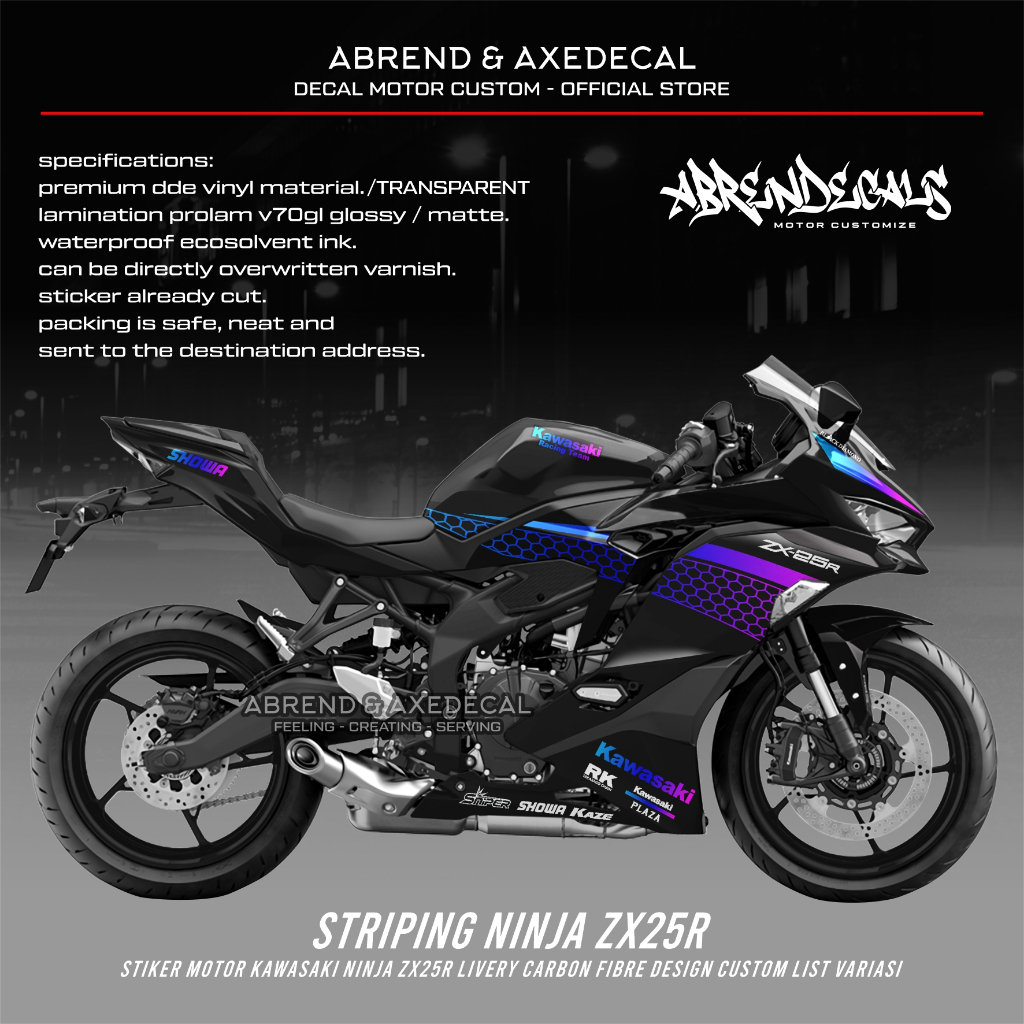 Jual STRIPING ZX25R GRAFIS ORI CARBON FIBRE RAINBOW TRANSPARAN PREMIUM ...