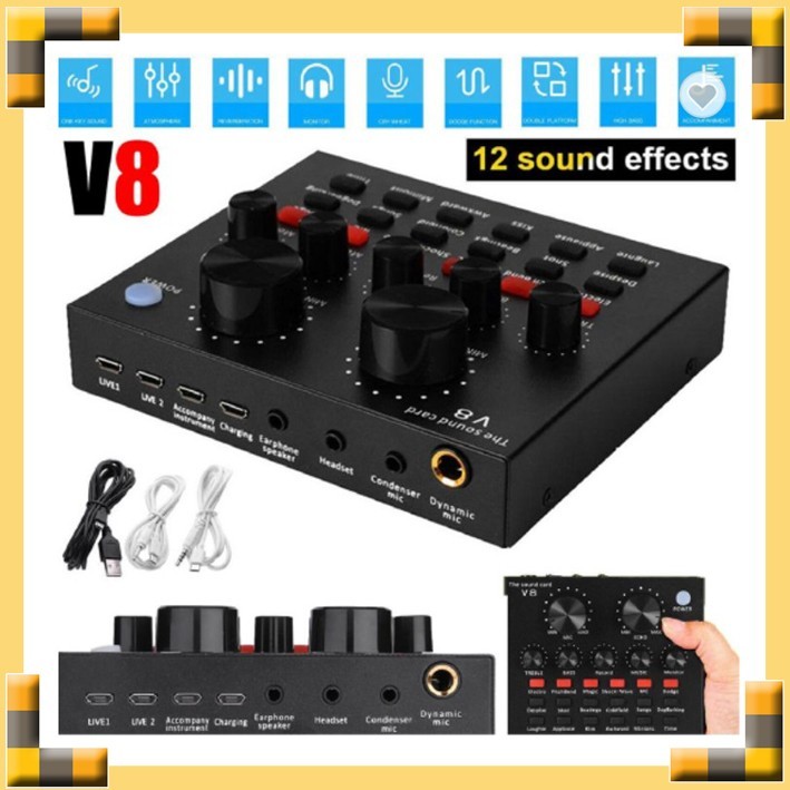 Jual Sound Card V8 Singing Live Soundcard Mixer External Audio ...