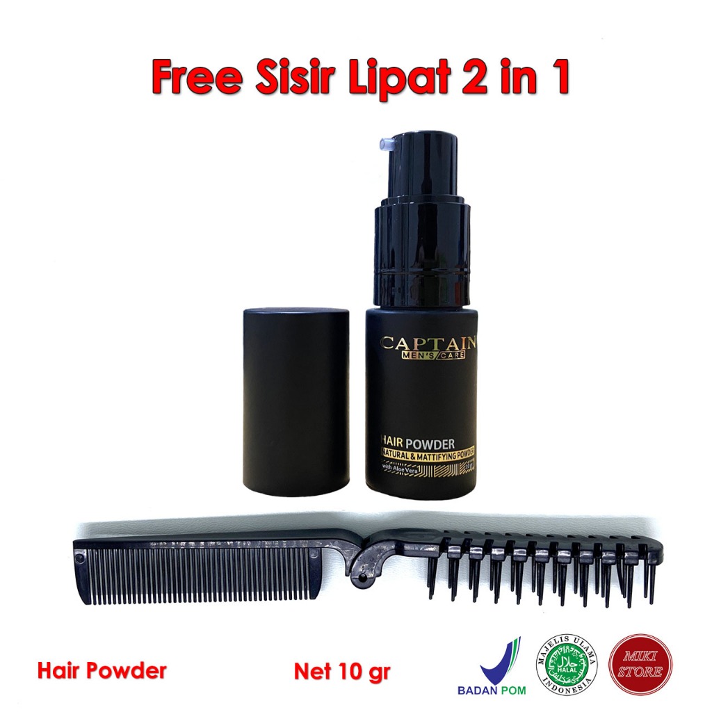 Jual Captain Hair Powder Rambut Pria With Aloevera BPOM Hair Styling ...
