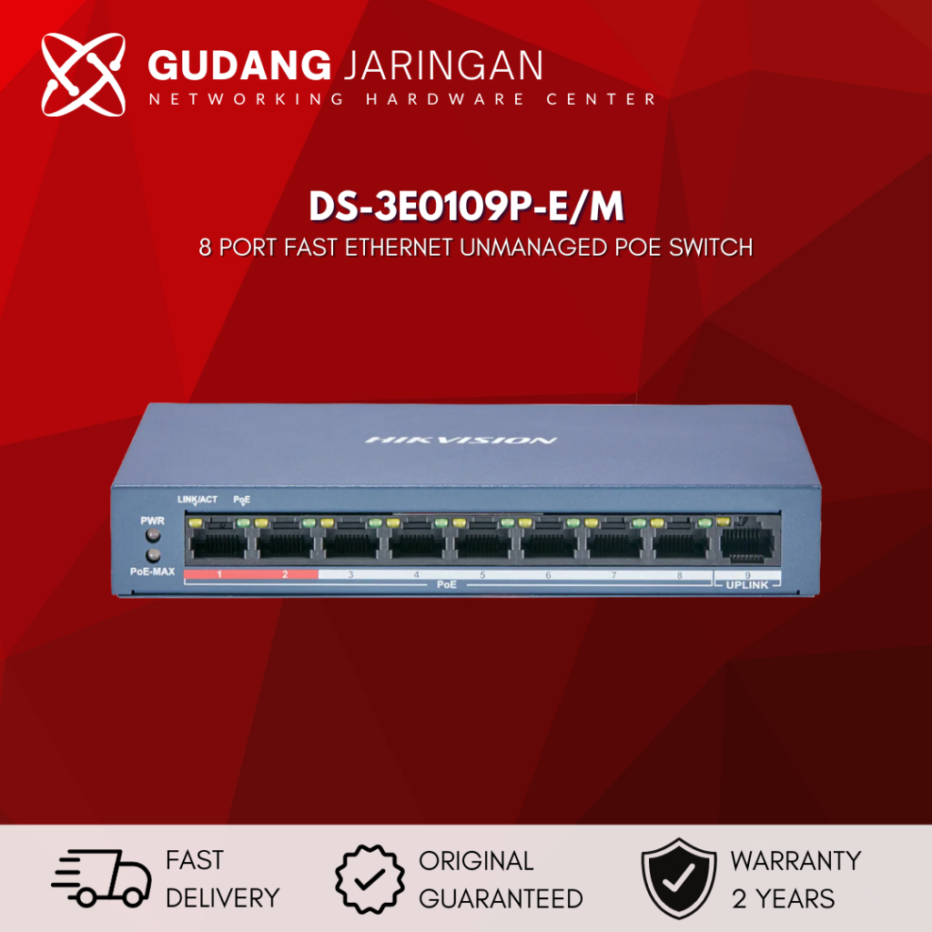 Jual HIKVISION DS-3E0109P-E/M 8-Port 100 Mbps Long-Range Unmanaged PoE ...