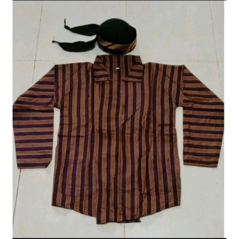 Jual Baju Adat Jawa Sorjan/ Baju Lurik DEWASA+BLANGKON | Shopee Indonesia