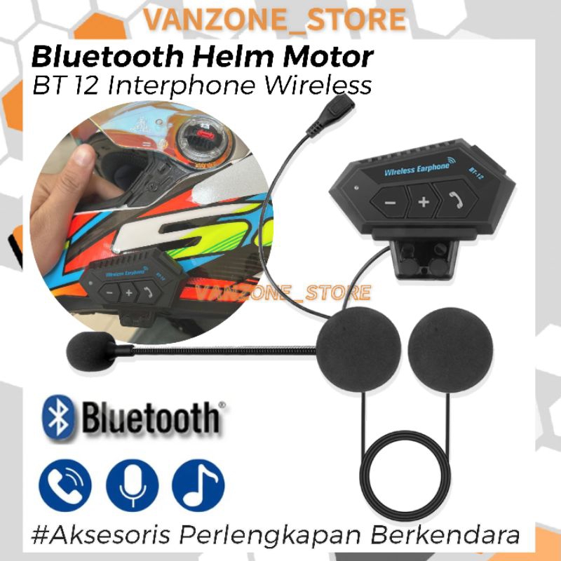 Jual BT-12 Intercom Bluetooth Interkom Helm Motor Intercom Helmet ...
